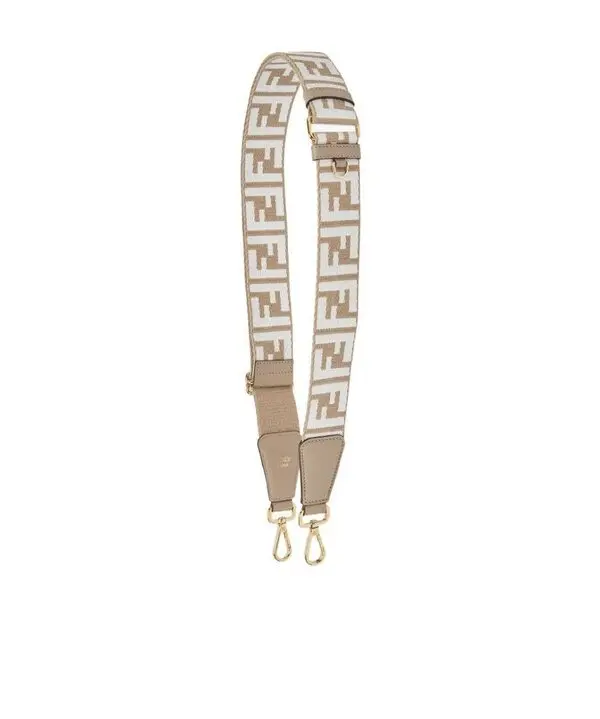 Fendi Ff Jacquard Webbing Shoulder Strap - Nude