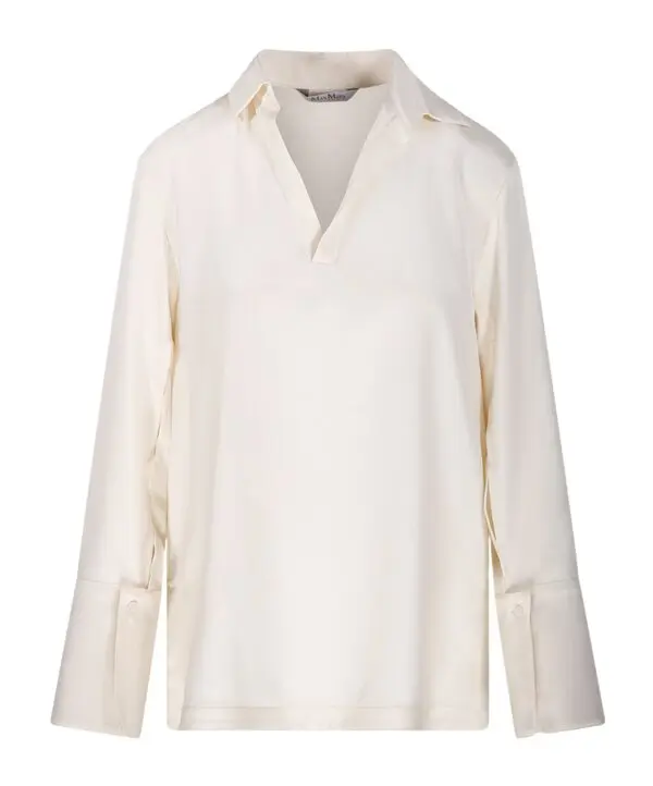 Max Mara Dover V-neck Long-sleeved Top - White