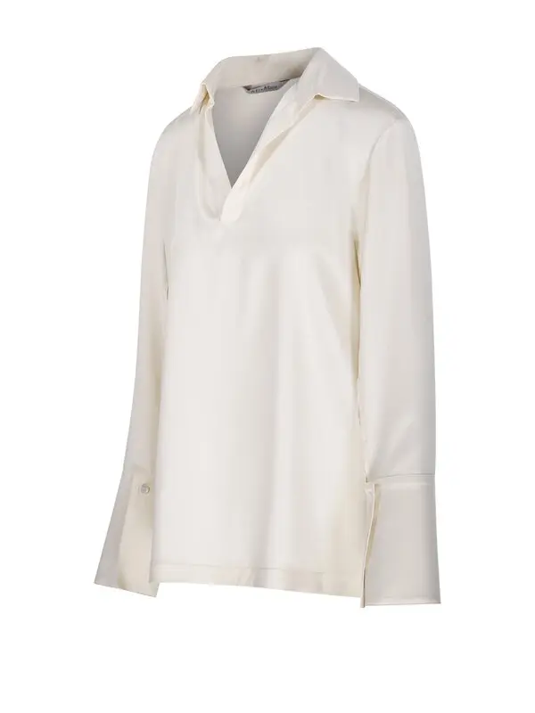 Max Mara Dover V-neck Long-sleeved Top - White