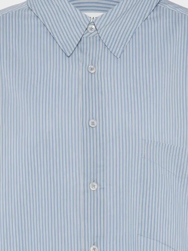 MAISON MARGIELA Oversized Striped Cotton Silk Shirt - Light Blue