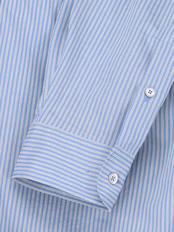 MAISON MARGIELA Oversized Striped Cotton Silk Shirt - Light Blue