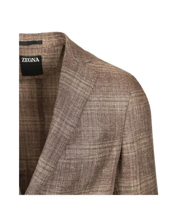 Zegna Checked Single-breasted Jacket - Brown