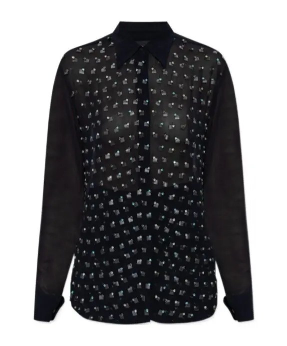 Dries Van Noten Embellished Long Sleeve Shirt - Black