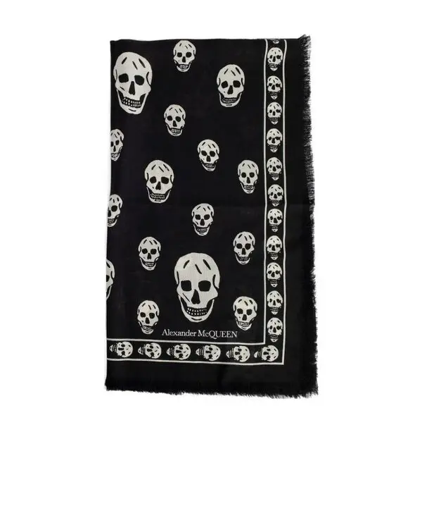 Alexander McQueen Skull Printed Scarf - Black