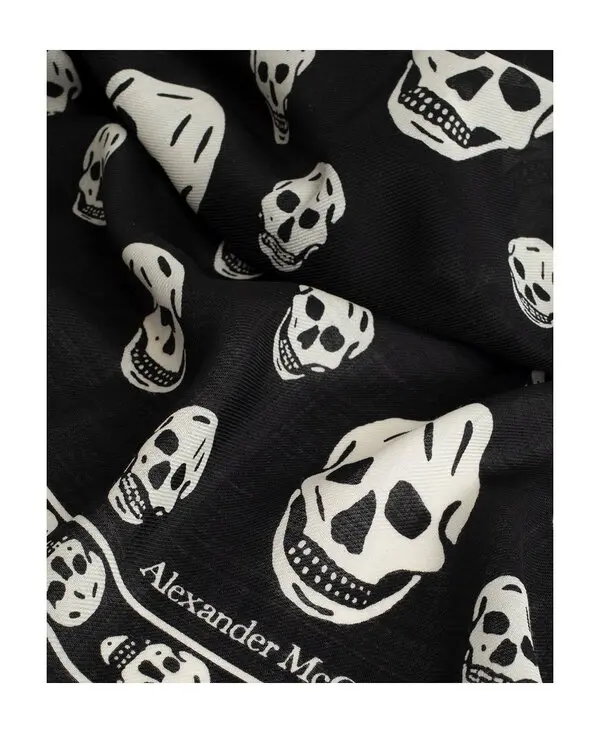 Alexander McQueen Skull Printed Scarf - Black