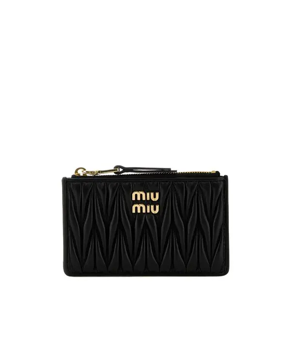 Miu Miu Matelassé Zipped Wallet - Black