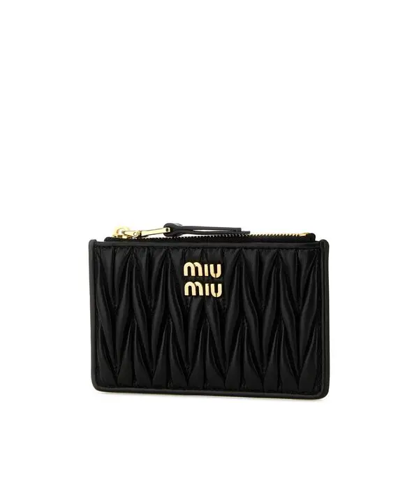 Miu Miu Matelassé Zipped Wallet - Black