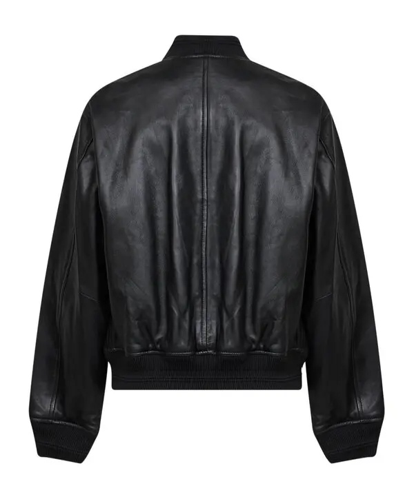 DIESEL® Ribbed Leather Bomber Jacket