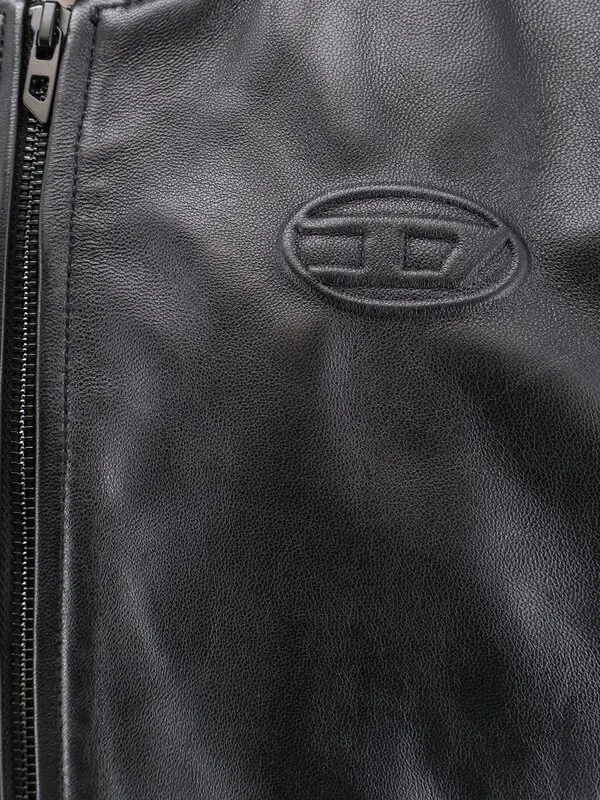 DIESEL® Ribbed Leather Bomber Jacket