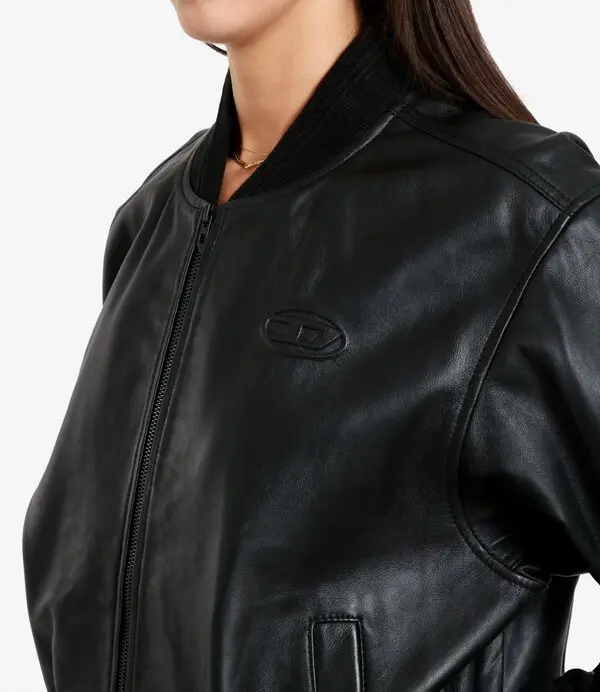 DIESEL® Ribbed Leather Bomber Jacket