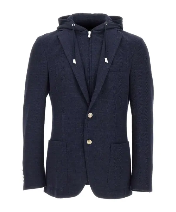Eleventy Single Breasted Hooded Bib Blazer - Black