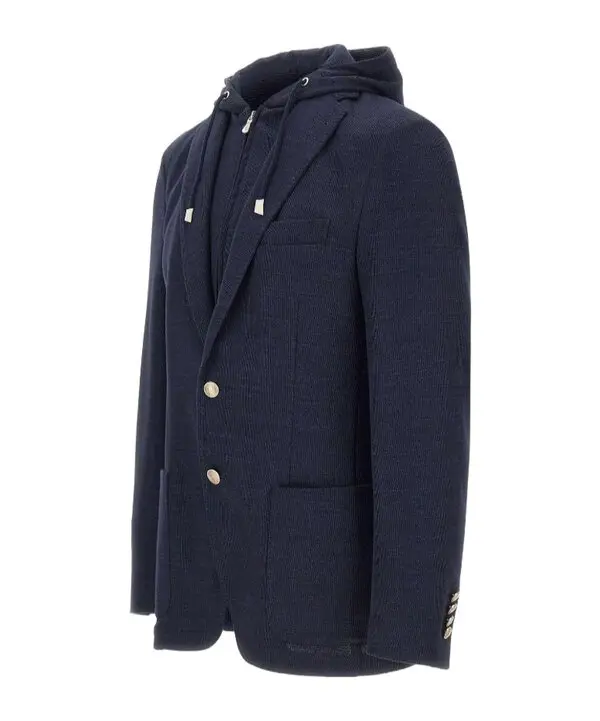 Eleventy Single Breasted Hooded Bib Blazer - Black