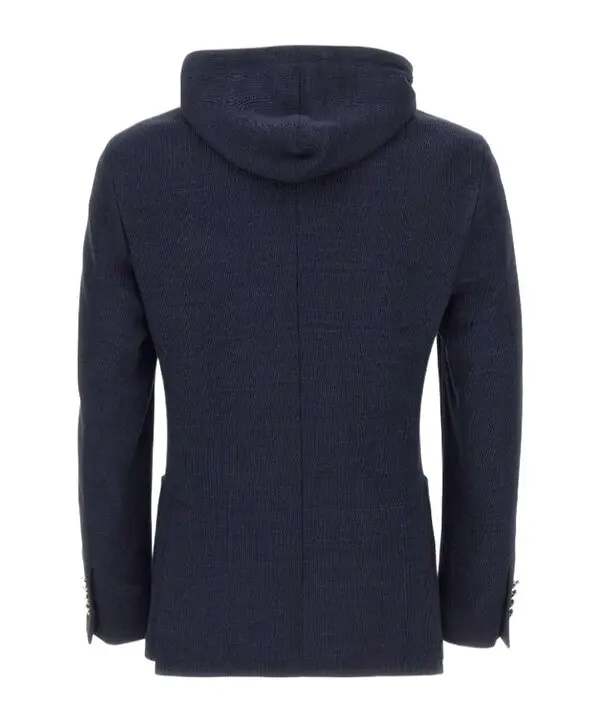 Eleventy Single Breasted Hooded Bib Blazer - Black