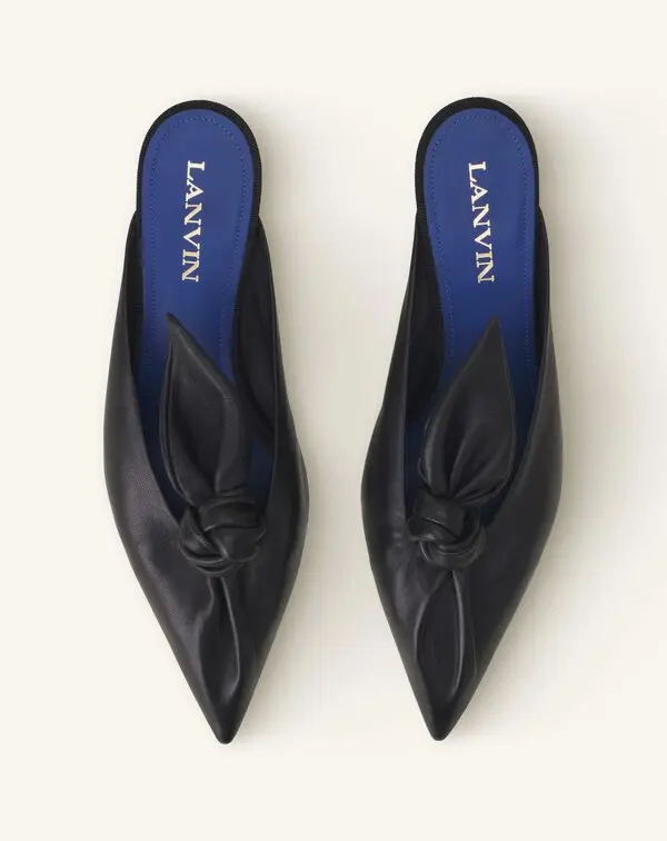 LANVIN Pointed Toe Heeled Mules With Bow Detailing