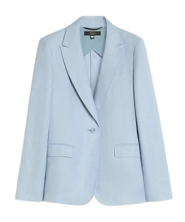Max Mara Single-breasted Linen Blazer - Light Blue