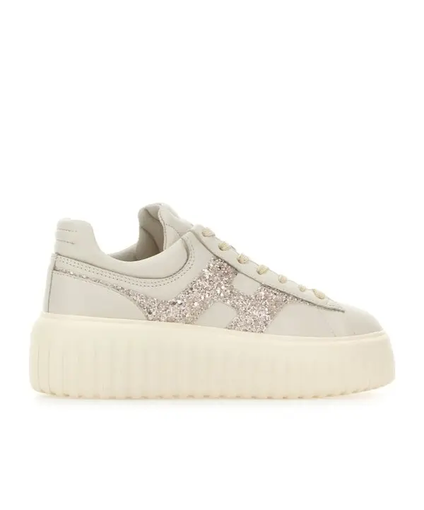 Hogan H-stripe Platform Lace-up Sneakers - Nude