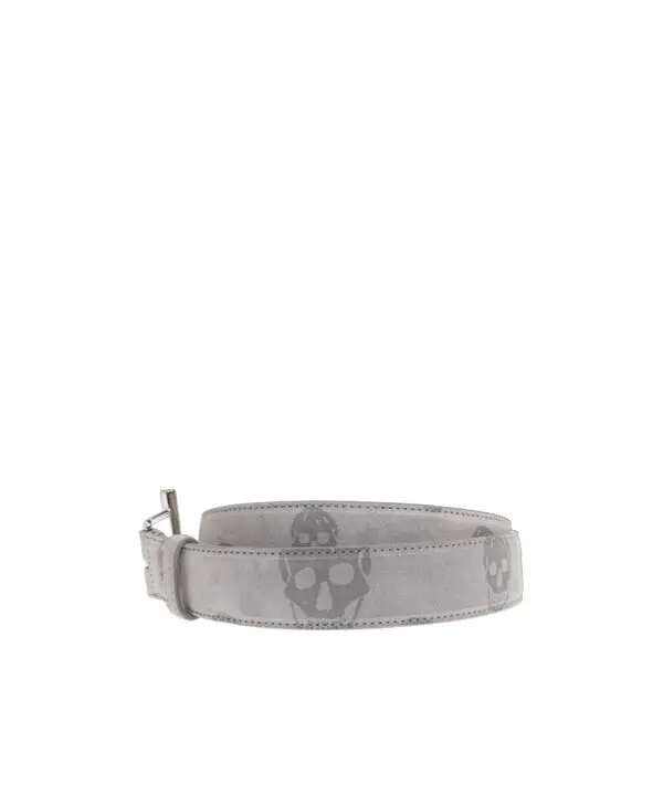 Alexander McQueen Skull Jacquard Buckle Belt - Grey