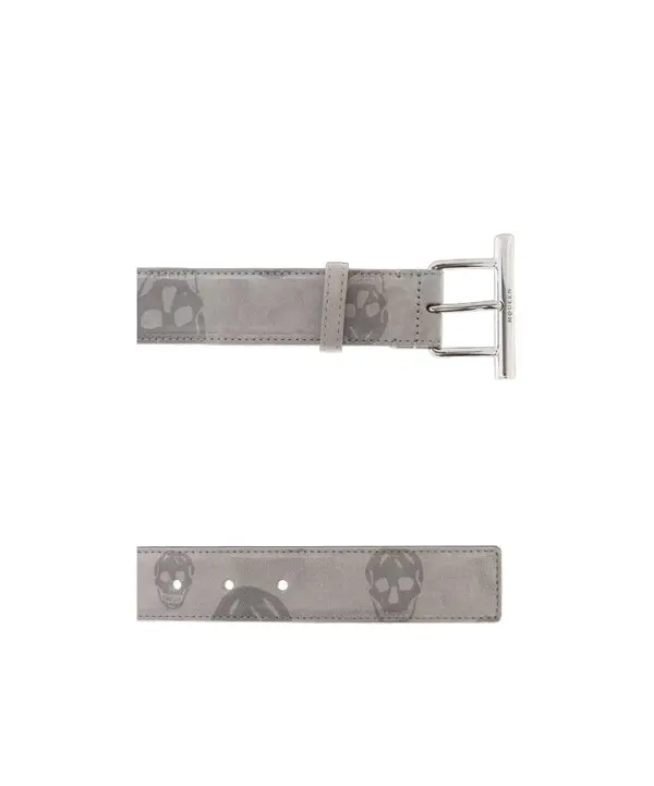 Alexander McQueen Skull Jacquard Buckle Belt - Grey