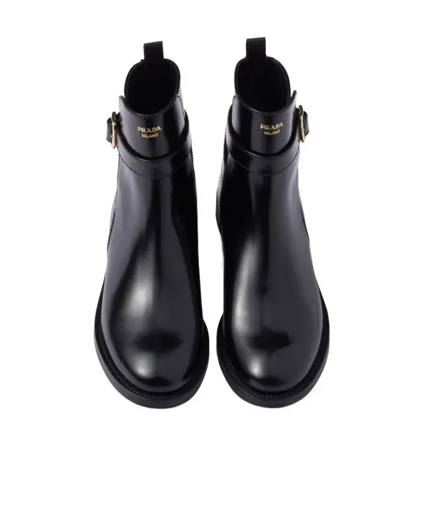 Prada Logo-printed Round-toe Ankle Boots