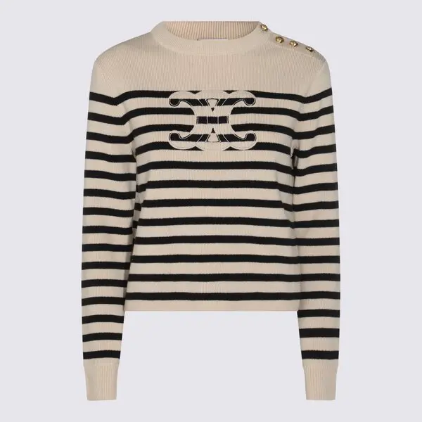 Celine Wool Cashmere Striped Crew Neck Sweater - No
