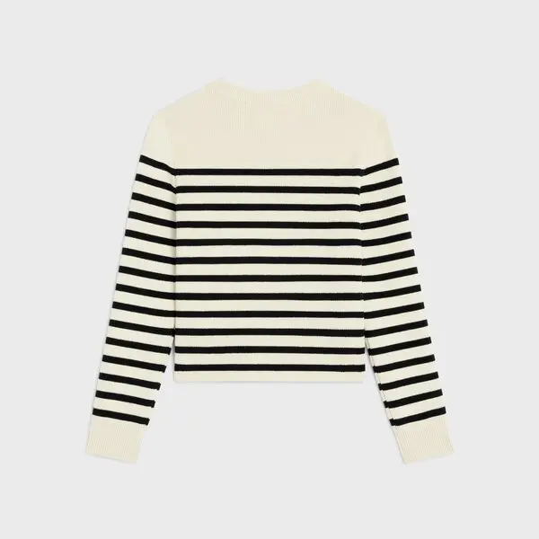 Celine Wool Cashmere Striped Crew Neck Sweater
