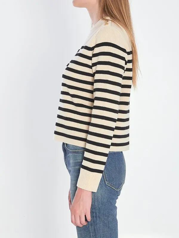 Celine Wool Cashmere Striped Crew Neck Sweater