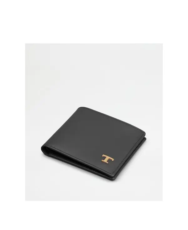TOD'S Calfskin Bifold Wallet - Black