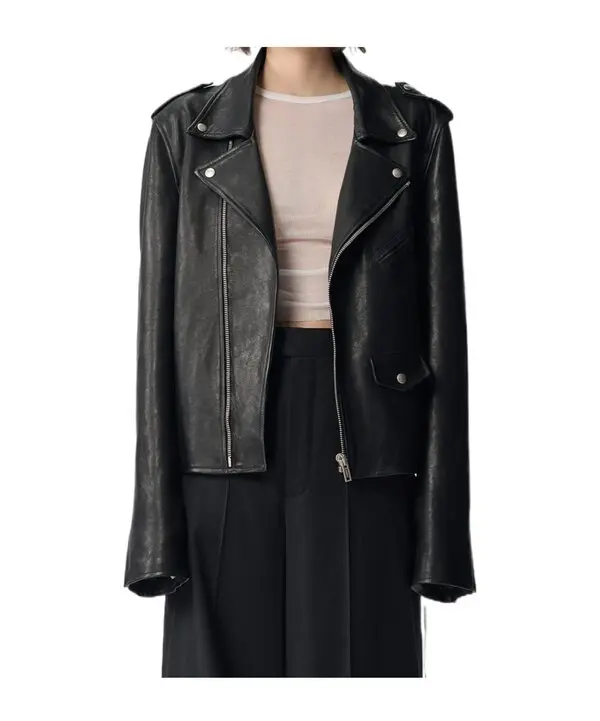 ANN DEMEULEMEESTER Anu" Asymmetrical Leather Biker Jacket
