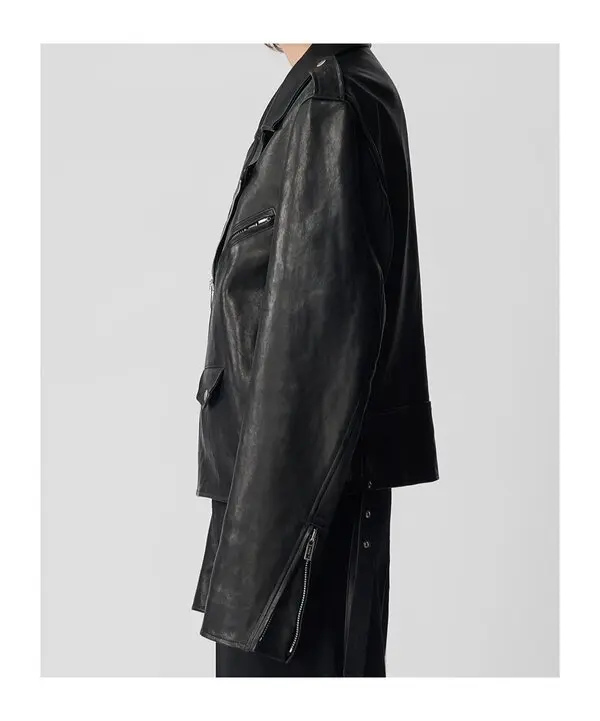 ANN DEMEULEMEESTER Anu" Asymmetrical Leather Biker Jacket