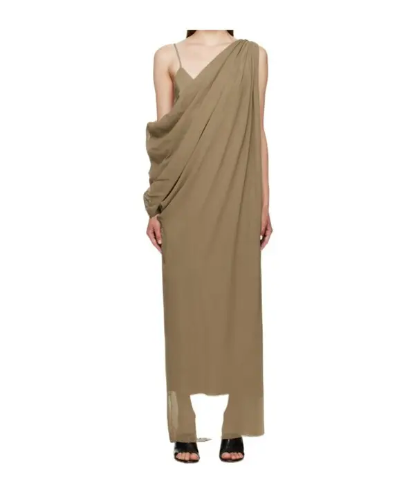 Khaite Asymmetric Chiffon Maxi Dress - Toffee