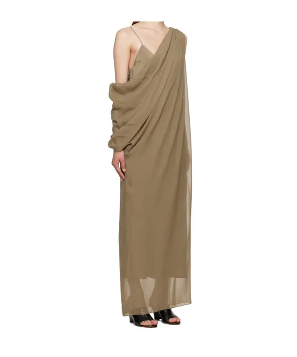 Khaite Asymmetric Chiffon Maxi Dress - Toffee