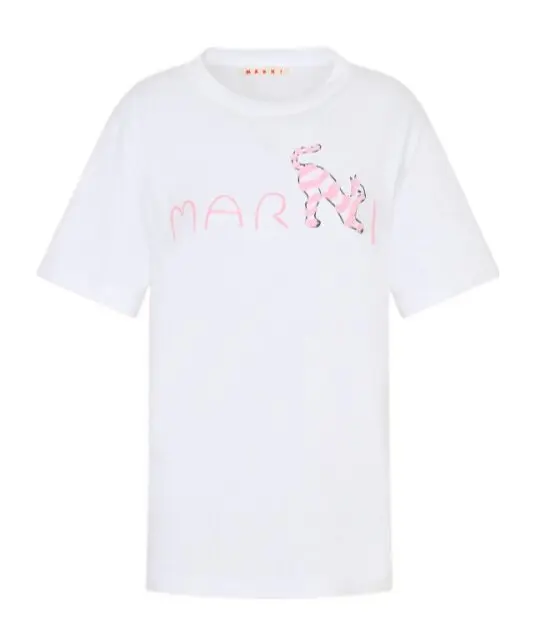 Marni Animal Alphabet Striped Cat Logo T-shirt
