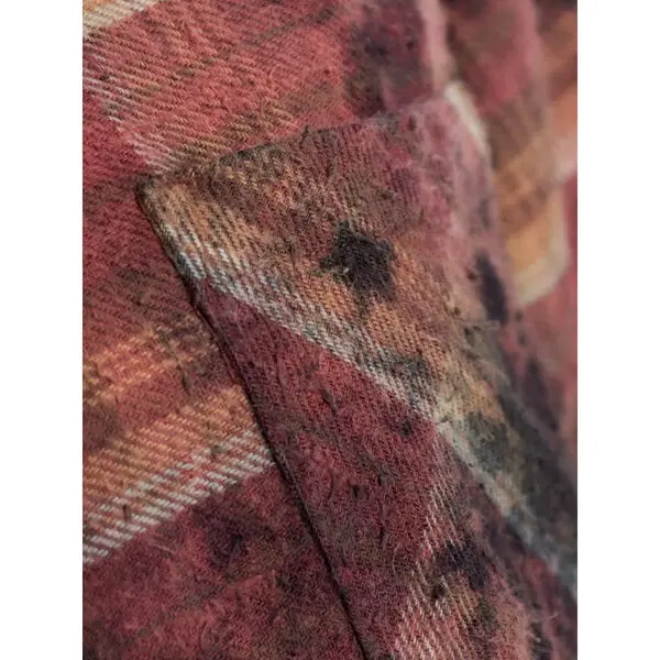 R13 Distressed Effect Fringed Shirt - Red