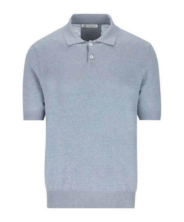 Brunello Cucinelli Buttoned Short-sleeved Polo Shirt - Blue