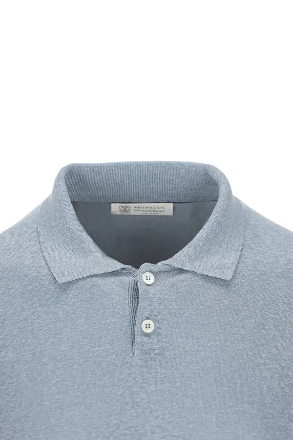 Brunello Cucinelli Buttoned Short-sleeved Polo Shirt - Blue