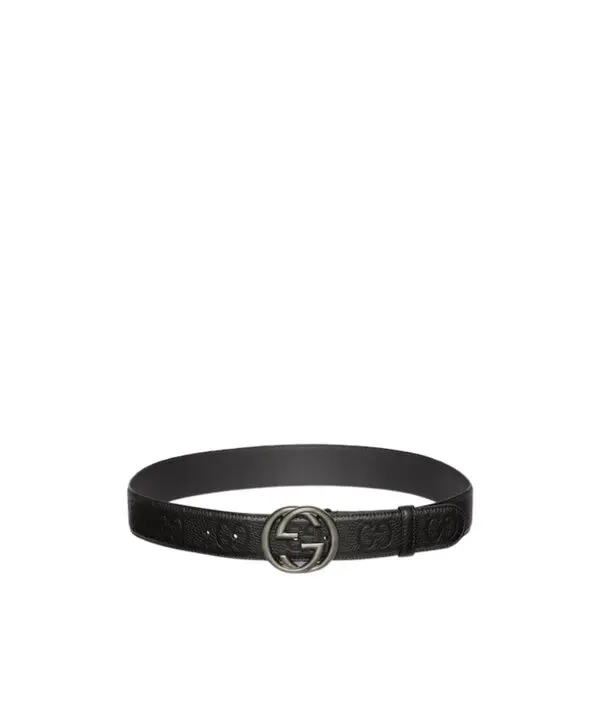 Gucci Reversible Belt With Interlocking G Buckle - Black