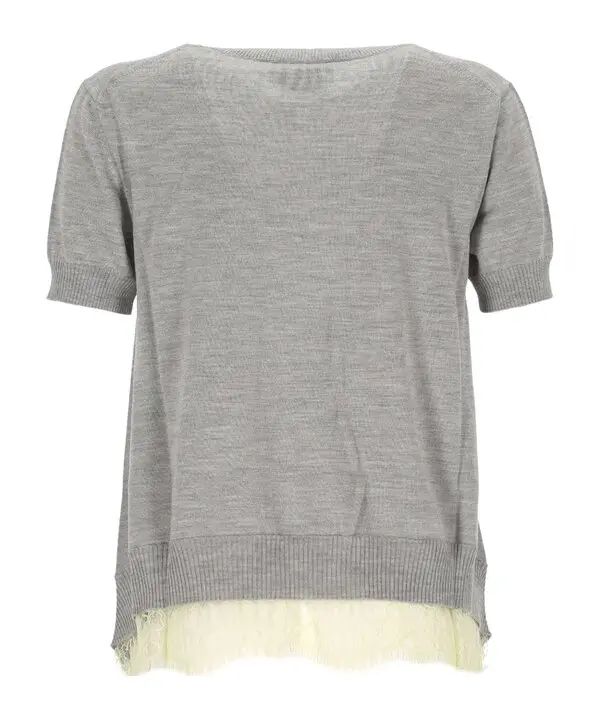 Alexander McQueen Short Sleeve Knit Top With Ribbed Trim