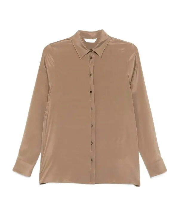 Max Mara Lapel Long Sleeve Shirt - Brown