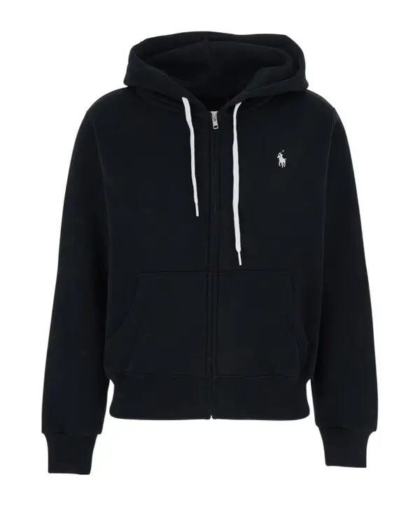 Polo Ralph Lauren Zip-up Hoodie With Embroidered Pony - Black