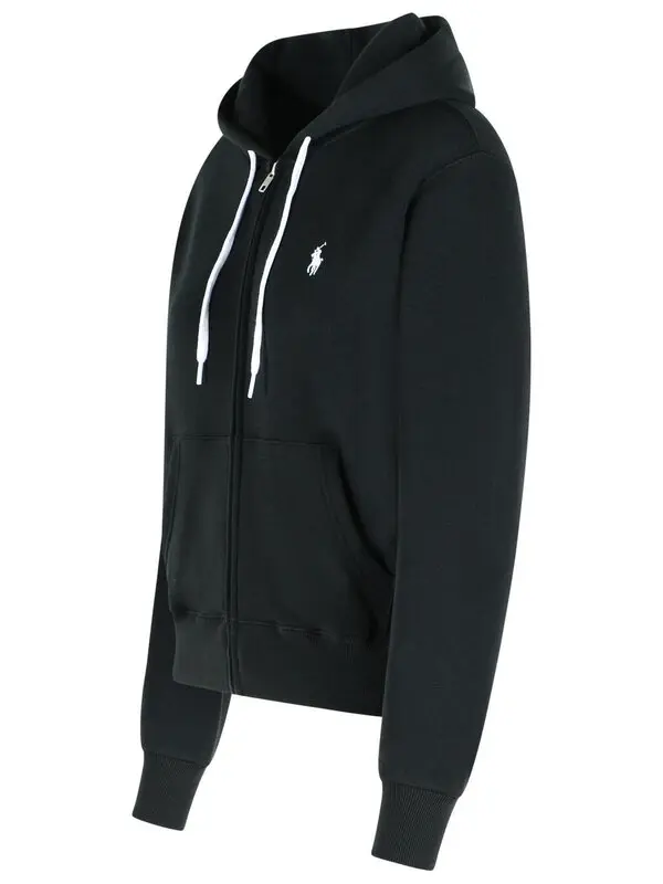 Polo Ralph Lauren Zip-up Hoodie With Embroidered Pony - Black