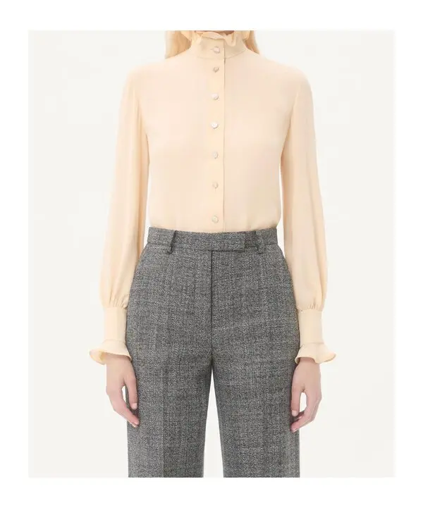 Valentino Garavani Georgette Ruffled Collar Button-up Blouse