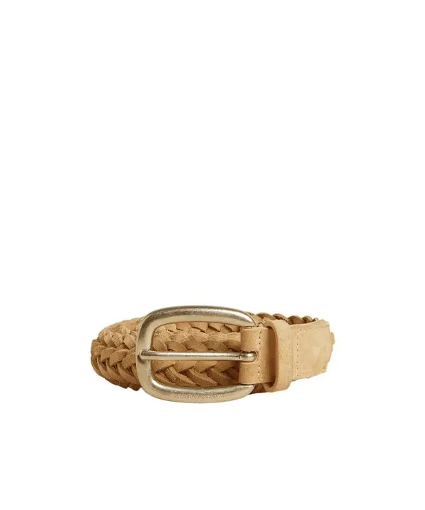 GOLDEN GOOSE Woven Leather Belt - Sand-colored