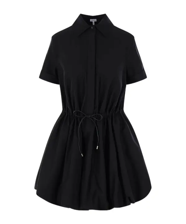 Loewe Drawstring Shirt Dress - Black