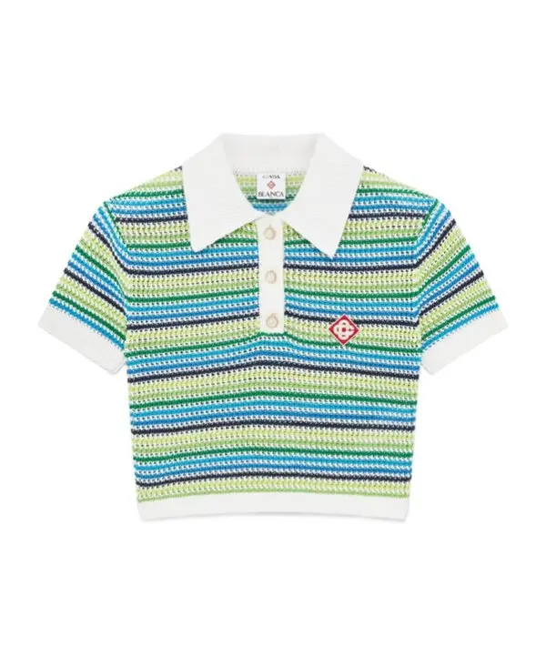 Casablanca Striped Short-sleeve Polo Shirt - Green