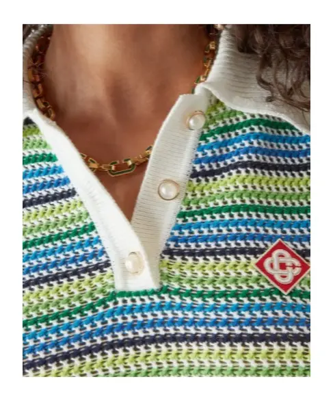 Casablanca Striped Short-sleeve Polo Shirt - Green