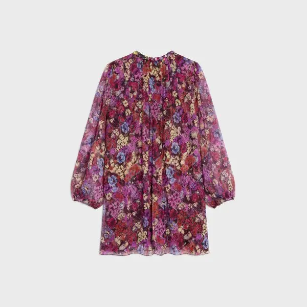 Celine Embroidered Silk Crepon Mini Dress