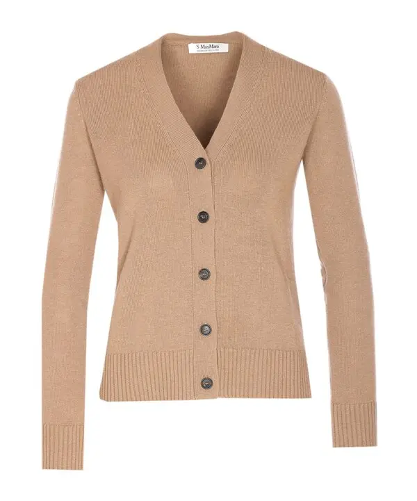 Max Mara V-neck Button-up Cardigan With Ribbed Cuffs And Hem - No