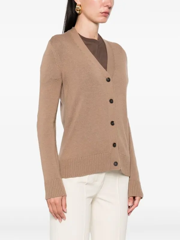 Max Mara V-neck Button-up Cardigan With Ribbed Cuffs And Hem