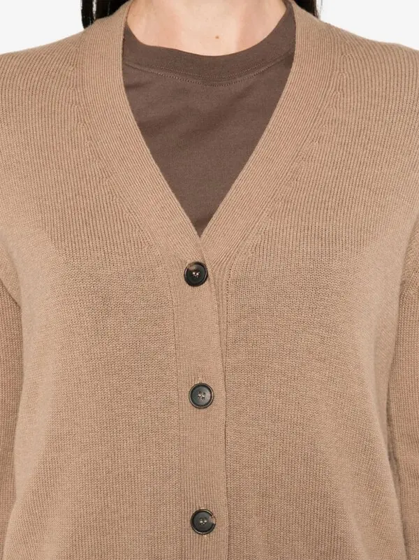 Max Mara V-neck Button-up Cardigan With Ribbed Cuffs And Hem