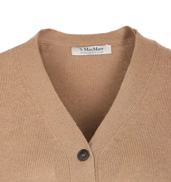 Max Mara V-neck Button-up Cardigan With Ribbed Cuffs And Hem